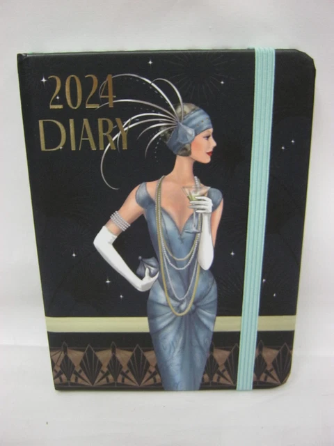 CLAIRE COXON ART Deco Slim Hard Back Diary Week To View 2024 A6 15cm x ...