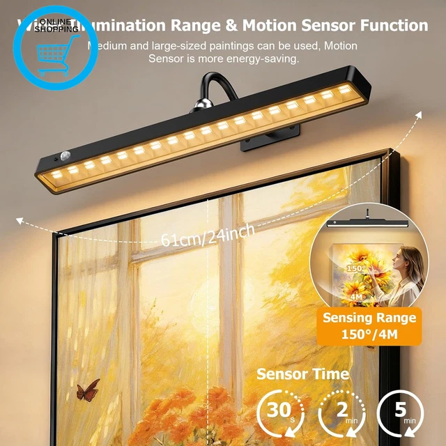 2 PACK 16'' Wireless Picture Lights for Wall with Motion Sensor ...