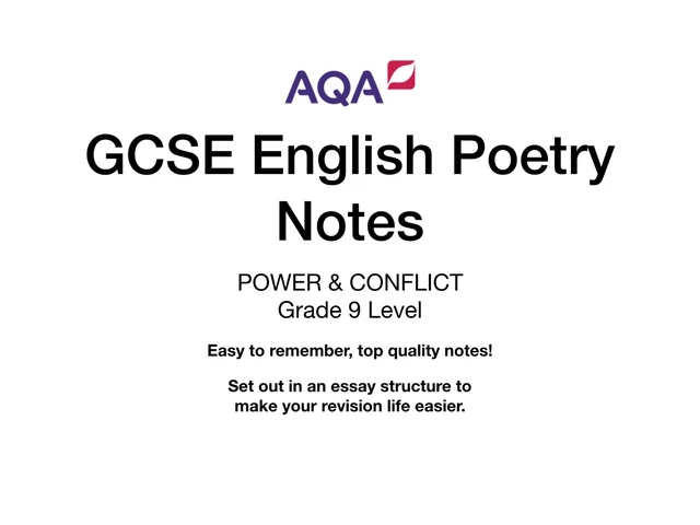 AQA ENGLISH POWER & Conflict Poetry - Grade 9 GCSE Notes £4.99 ...
