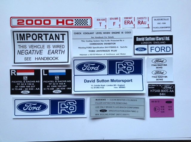 FORD ESCORT MK2 RS2000 Under bonnet set PLUS quality decals and YOUR ...