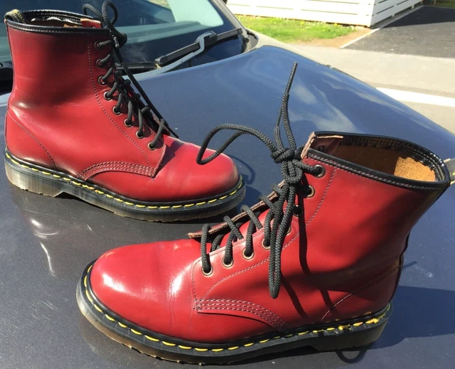 DR MARTENS 1460 cherry red leather boots UK 9 EU 43 Made in England £ ...