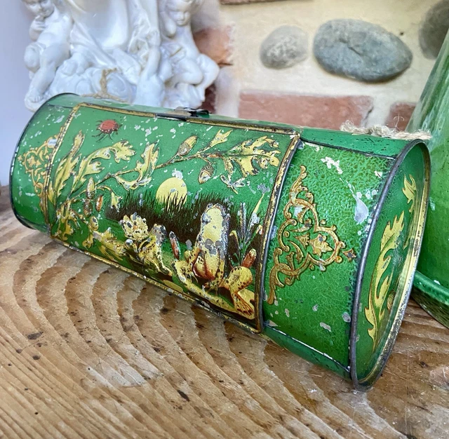 VASCULUM ANCIENNE BOITE Herboriste litho étain tin tôle fin XIX début ...