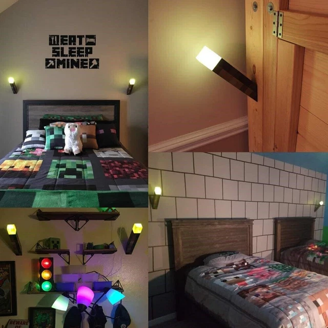 MINECRAFT TORCH LED Night Light USB Rechargeable Home Decor Kids Gift £ ...