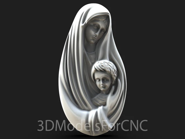 3d Model Stl File For Cnc Router Laser And 3d Printer Mary And Jesus £2