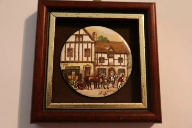 VINTAGE ART MINIATURE Vitreous Enamel Painting in Frame by Pat Collins ...