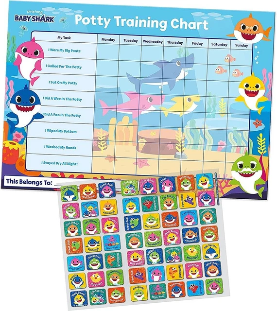 BABY SHARK POTTY & Toilet Training Reward Chart with Stickers Routine ...