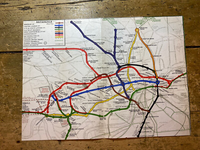 UNDERGROUND MAP OF London. Tube network map 1915 old antique plan chart ...