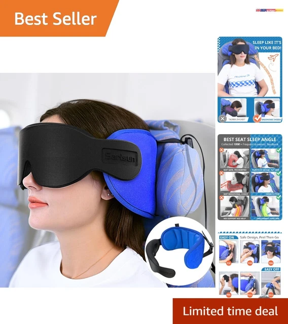 COMPACT NECK SUPPORT Pillow and Sleep Mask Combo - For Restful Travel ...