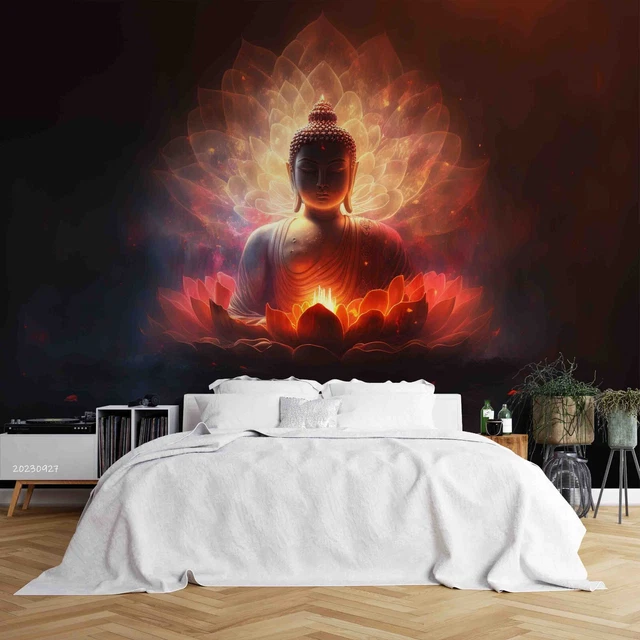 3D ART SCULPTURE Buddha Wall Murals Wallpaper Murals Wall Sticker Wall ...
