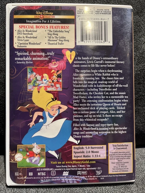 ALICE IN WONDERLAND (DVD, 2000, Gold Collection Edition) Very Good $11. ...