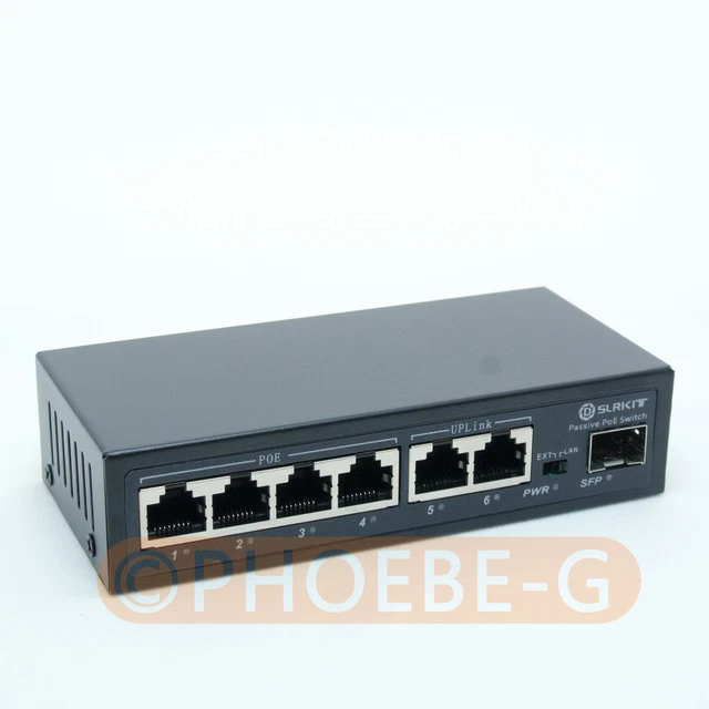 DSLRKIT 4POE 1SFP 2UpLink Gigabit 7 Ports Passive PoE Switch Injector ...