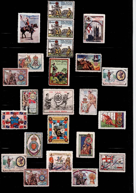 23 VIGNETTES RÉGIMENTAIRES DELANDRE France England poster stamps WWI ...