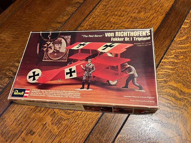 VINTAGE REVELL 1:28 The Red Baron (Von Richthofen) WW1 Fokker Dr.I ...
