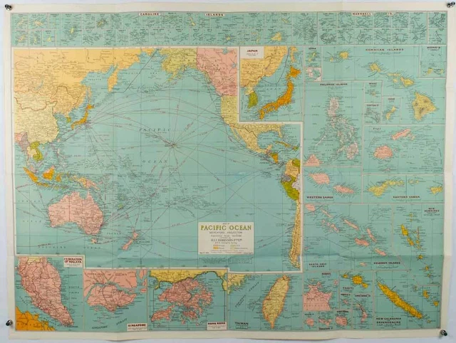 ASIA-PACIFIC MAP / Robinson's Pacific Ocean Mercator's Projection Map no 1804 £182.82 - PicClick UK