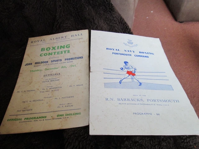 2 VINTAGE BOXING programmes, 1941 albert hall/portsmouth £10.00 ...