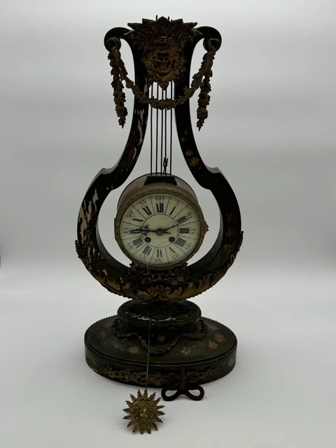 ANTIQUE FRENCH STRIKING Lyre Clock Compound Pendulum by A.D. Mougin £61 ...