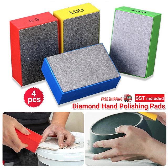4X DIAMOND HAND Polishing Pads Tile Glass Grinding Block Pad Marble ...