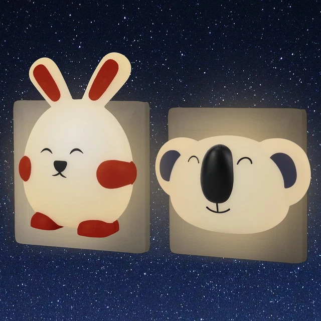 CHILDREN NIGHT LIGHT Plug in Wall with Dusk to Dawn Sensor Kawaii Bunny ...