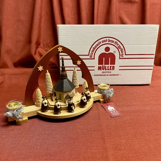 SPITZBOGEN, SCHWIBBOGEN SEIFFENER Kirche mit Kurrende, Naturholz 18,5 x ...