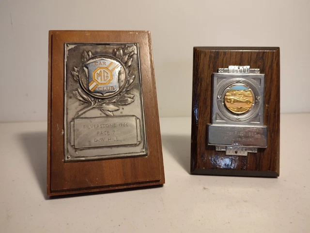 VINTAGE CAR RACE prize plaque trophy MG car club silverstone 1960s ...