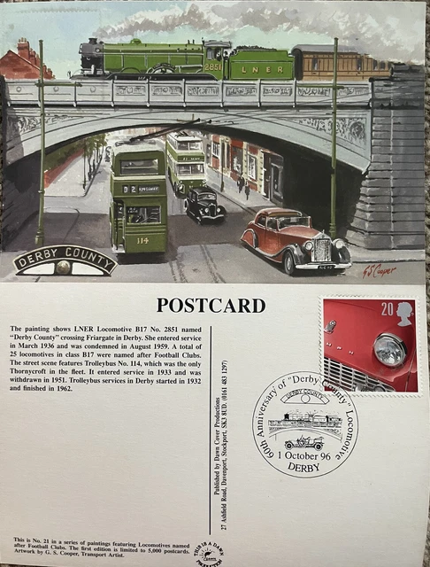 60TH ANNIVERSARY OF “Derby County” Locomotive 1996 Postcard £3.00 ...