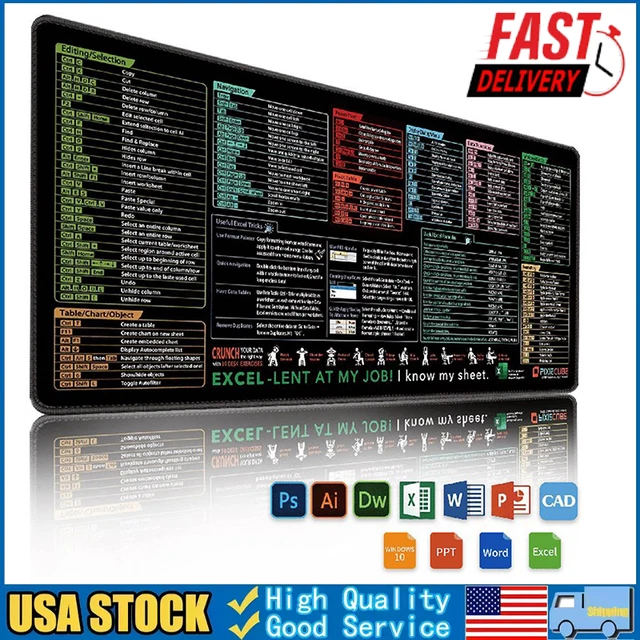 EXCEL CHEAT SHEET Desk Mat | Excel Shortcut Key Mouse Pad | Water ...