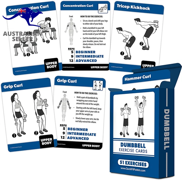 DUMBBELL EXERCISE CARDS - Fitness Playing Cards with over 50 Dumbbell ...