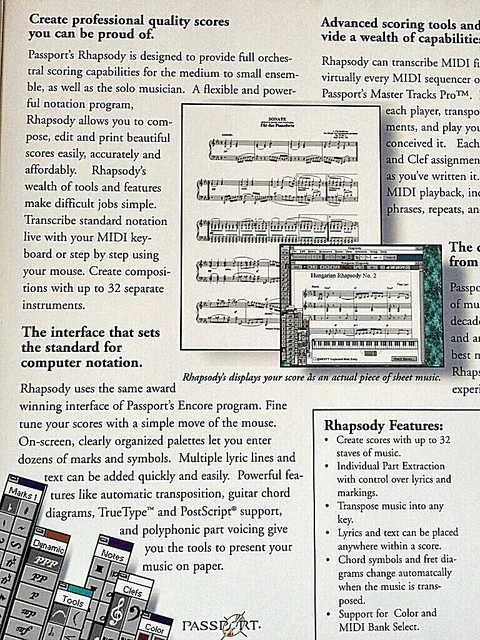 PASSPORT RHAPSODY - Logiciel d'édition musicale originale CD-ROM ...