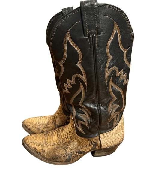 VINTAGE NOCONA MENS Cowboy Boots Size 8 Exotic Python Rattle Snake Skin ...