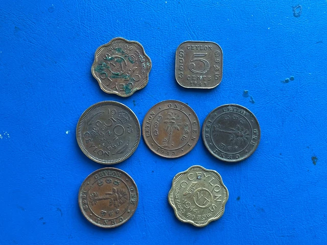 SELECTION OF 7 coins from Ceylon £1.70 - PicClick UK