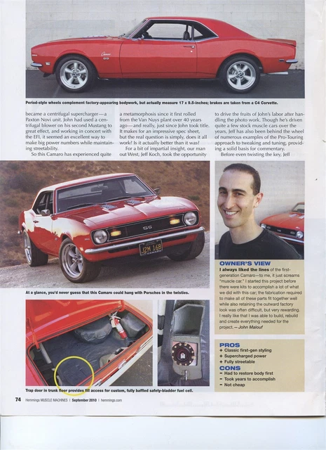 1968 CHEVROLET CAMARO SS MODS 6 pg Color Article $7.95 - PicClick