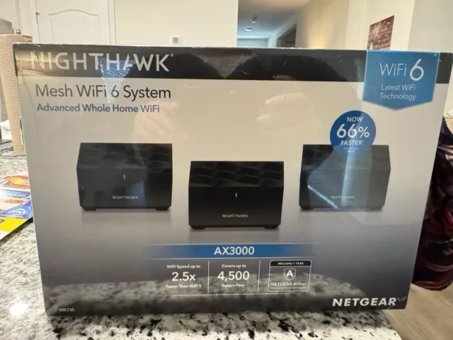 NETGEAR NIGHTHAWK AX3000 Mesh WIFI 6 System 3-Pack MK73S-100NAS -NEW ...
