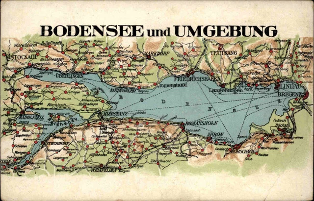 BODENSEE RELIEFKARTE UMGEBUNGSKARTE Landkarte Map Postcard Postkarte ca ...