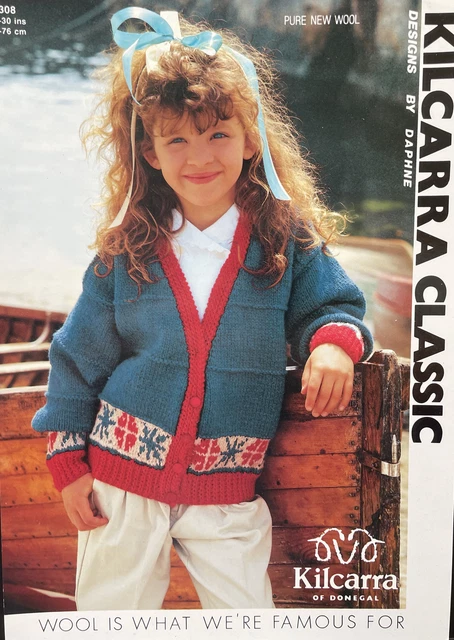 KILCARRA CHILDREN’S V-NECK Cardigan KNITTING PATTERN 308 - 20-30” £1.55 ...