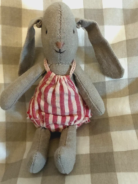 MAILEG MICRO BUNNY Retired Rabbit In Red Stripe Frilly Romper £33.98 ...