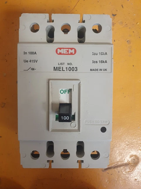 MEM MCCB 100 Amp Triple Pole 3 Phase Memshield 2 MEL1003 £414.72 ...