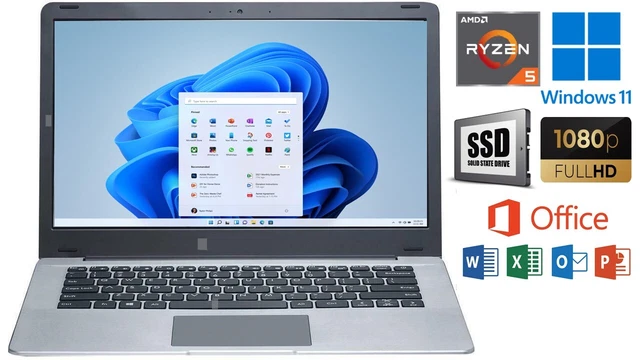 LENOVO 14& HD Windows 11 Laptop - With Ryzen 5 Microsoft Office 365 1TB Storage EUR 299,84 ...