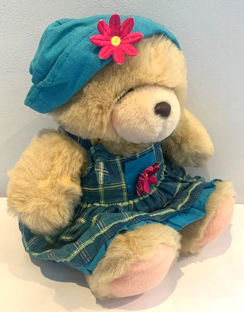 Hallmark Forever Friends Teddy Bear Plush Soft Toy Blue Dress 16 40cm