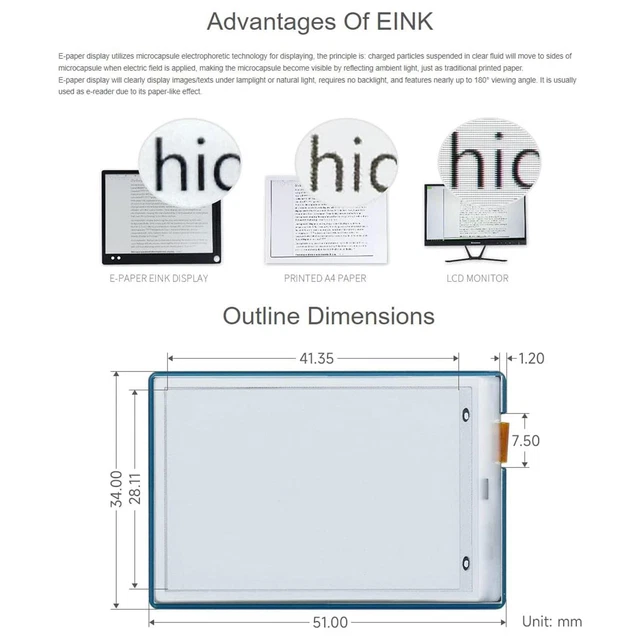 E-INK E-PAPER DISPLAY module I2C interface For Raspberry Pi boards} E7V3 EUR 15,01 - PicClick DE
