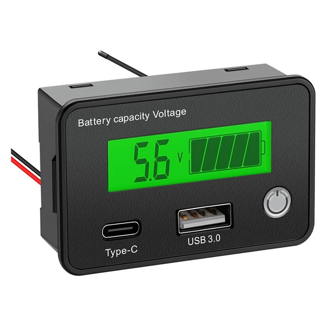 ELECTRICITY METER MONITOR Voltage Display Green Screen Battery Capacity ...