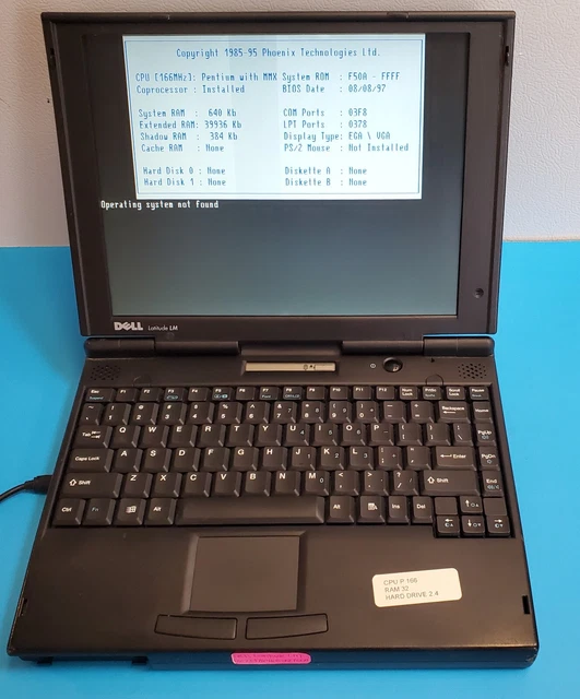 VINTAGE DELL LATITUDE LM Laptop Computer Model: TS30G Pentium 166Mhz ...