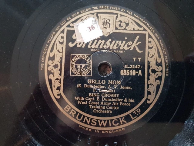 BING CROSBY - Hello Mom/ Poinciana Song of the tree Schellack 78 rpm ...