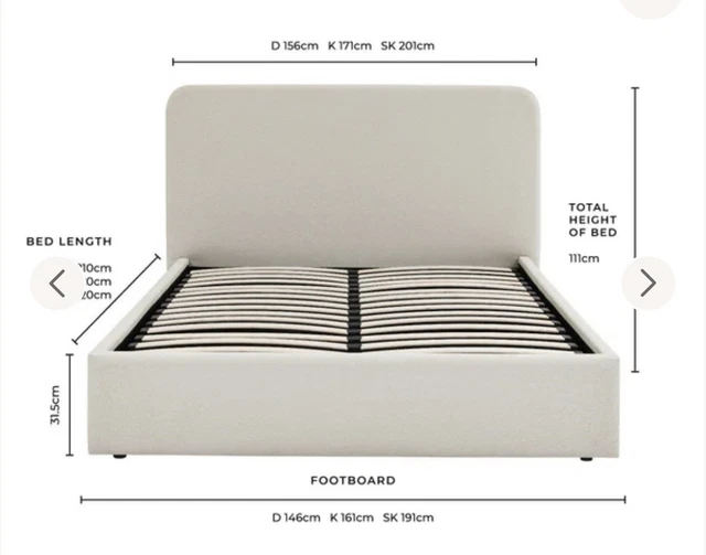 DUSK ASCOT NATURAL Linen Look Fabric Double Ottoman Storage Bed RRP £ ...