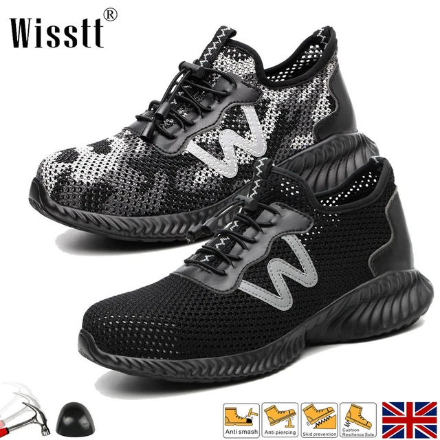 MEN'S LACE UP Steel Toe Cap Safety Trainers Mesh Womens Shoes Work ...