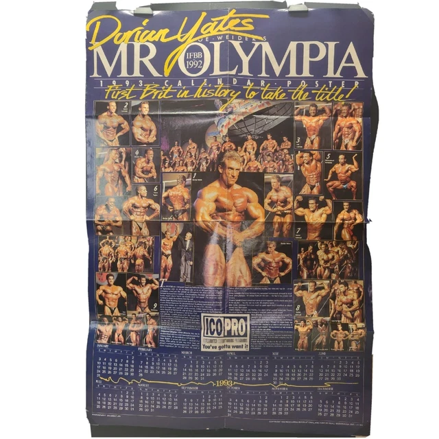 JOE WEIDER'S MR Olympia 1992 Dorian Yates Poster Calendar Top 10 £23.66 ...