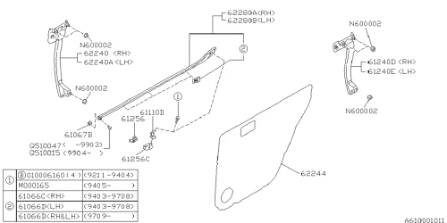 SUBARU GC8 IMPREZA Sedan WRX STI GENUINE Rear Door Belt Weatherstrip ...