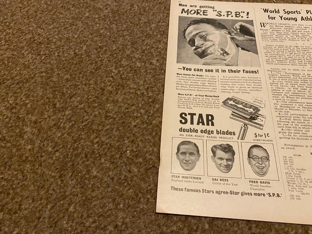 WSAPR51 1951 ADVERT 11X4" Star Hollow Ground Double Edge Razor Blades ...