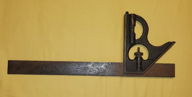 VINTAGE CARPENTERS SLIDING Combination Square Bubble Level Scribe Tool ...