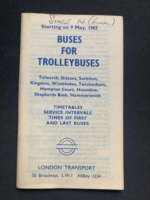 1962 LONDON TRANSPORT Buses for Trolleybuses Trolleybus Bus Timetable ...