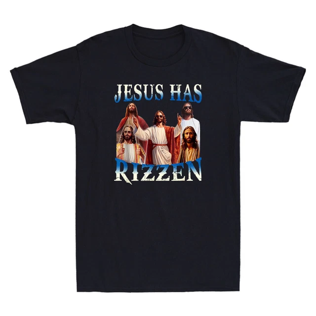 T-SHIRT HOMME VINTAGE Jesus Has Rizzen Funny Jesus Christ Meme citation ...